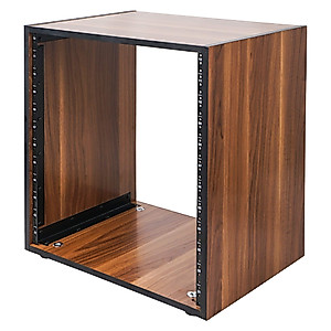 Sound Town DIY 12U Studio Rack with Furniture Grade Walnut Laminate, Rubber Feet, Casters (SDRK-12WN)