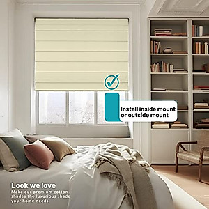 CHICOLOGY Roman Shades for Windows, Roman Window Shades, Roman Shades, Window Treatments, Window Shades for Home, Window Shade, Cream (Cotton), 35" W X 64" H