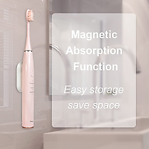 Ristpal Sonic Electric Toothbrush for Adults and Kids, with 3 Brush Heads, One Charge for 30 Days, 3 Modes and 2 Minutes Build in Smart Timer(Pink)