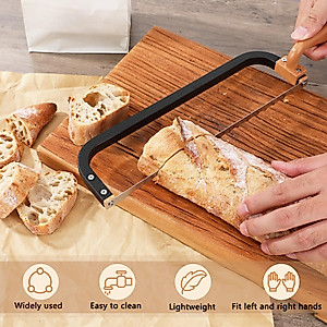 Ittnim Bread Knife Handmade Bread Bow Knife 16" Serrated Bowl Knife, Bread Saw Sourdough Knife Aluminum Alloy Sourdough Cutter Suit for Left & Right Handed People to Cut Baguettes Vegetables Fruits