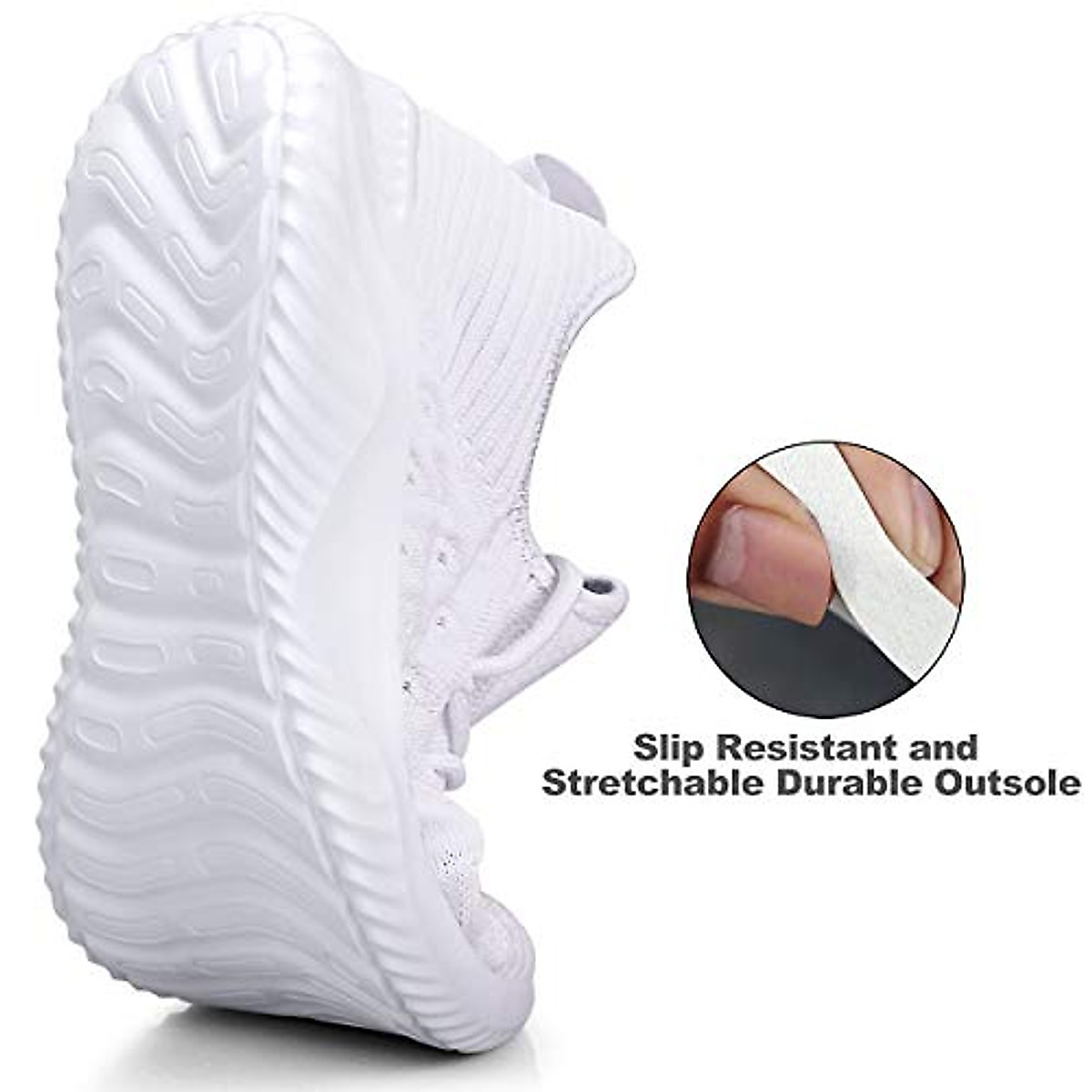Feethit Womens Slip On Walking Shoes Non Slip Running Shoes Breathable Workout Shoes Lightweight Gym Sneakers White Size 10