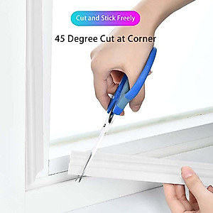 26 Feet Window Draft Stopper Foam Seal Strip Self Adhesive, Window Insulation and Door Side Weather Stripping Soundproof, Door Bottom Sweep Noise Gap Blocker (White)