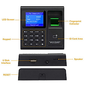 LIBO Intelligent Biometric Fingerprint Time Attendance Machine Time Clock Recorder Employee Check-in Device Access Control Keypad with RFID Key fobs