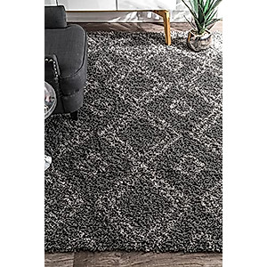 nuLOOM Iola Geometric Shag Area Rug, 8x10, Gray