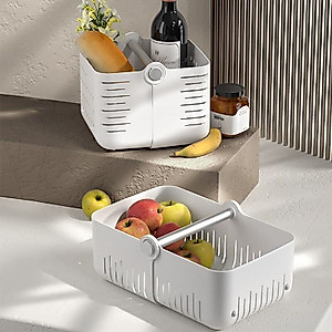 2pcs Plastic Storage Basket, Shower Caddy Organizer with Handles Storage Tote Bin Box for Bathroom, Dorm, Kitchen, Bedroom (2pcs)