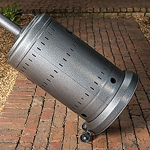 Fire Sense 62555 All Seasons Patio Heater With Wheels 46,000 BTU Output Piezo Ignition System Portable Outdoor Propane Heater Commercial Series Patio Heater - Hammered Platinum