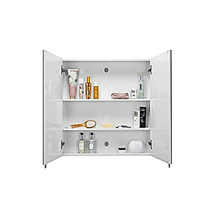 Croydex Dawley Double Door, Surface Mount Flexi-Fix Easy Hanging System Medicine Cabinet, 24 in (W) x 26 in (H), White Steel