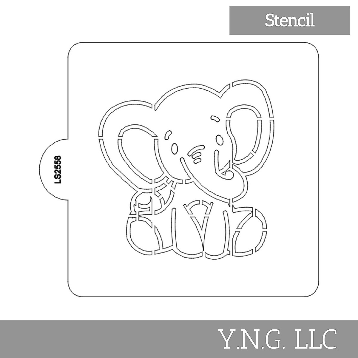 Baby Elephant Shower Detailed Stencil for Cookie OR Cake Decorating Made in USA LS2558