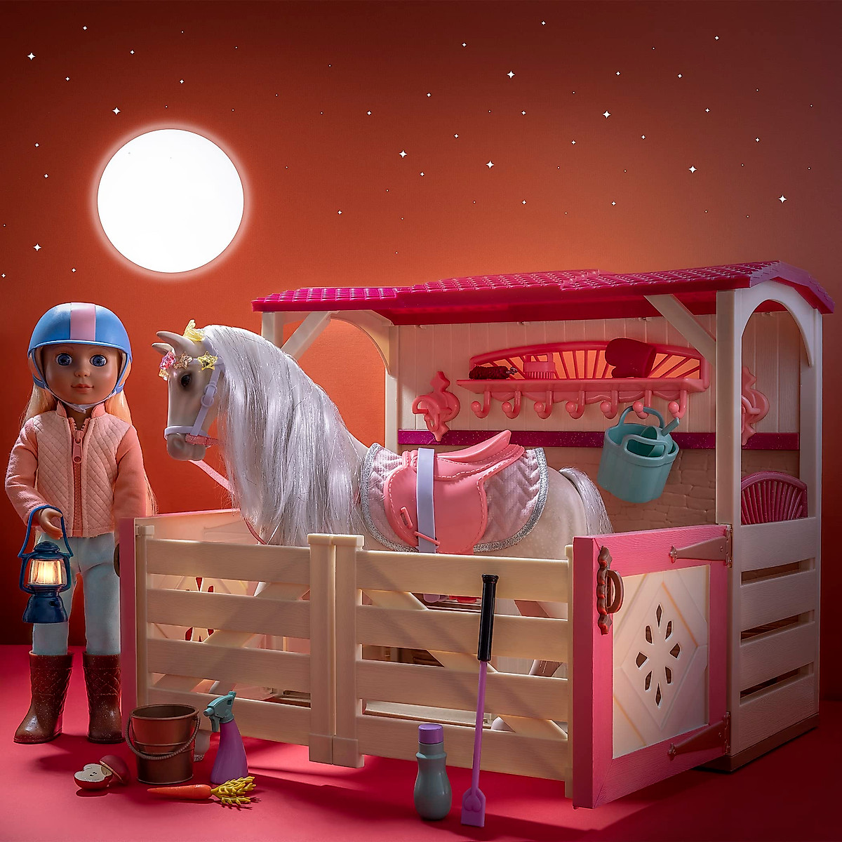 Glitter Girls – All Asparkle Acres Riding Stable Set – Accessory for 14-inch horses - 14-inch Doll Accessories and Clothes for Girls Age 3 and Up – Children’s Toys (GG57000Z)