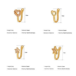 Sither 9 pieces Nose Rings Cuff for Women and Men Faux Nose Rings Clip Non Piercing Fake Nose Rings Pack Body Piercing Jewelry for Gift (gold)