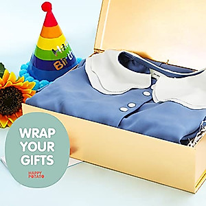 HAPPY POTATO Large Gift Box 13x9.7x3.4 Inches, Gold Magnetic Gift Box, Gift Box with Lid, Sturdy Shirt Box for Wrapping Gifts (Gold Grass Texture)