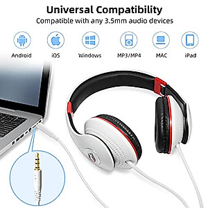 ibrain Air Tube Headphones Air Tube Headset Over The Ear Headphones Wired Airtube Headset with Patented Technology 3.5mm Jack for Computer, PC, Phone - White