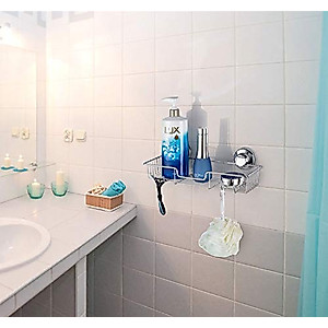 iPEGTOP L-4 Strong Suction Cup Shower Caddy Bath Shelf Storage, Combo Organizer Basket for Shampoo, Soap, Conditioner, Razor Bathroom Accessories - Rustproof Stainless Steel, Chrome