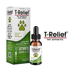 MediNatura T-Relief Pet Arthritis Pain Relief Arnica +12 Powerful Natural Medicines Help Reduce Hip & Joint Pain, Soreness & Stiffness - Fast-Acting Soother for Dog & Cat - 1.69 oz