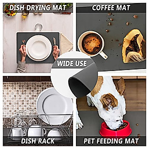 16" X 24" Coffee Mat for Countertops : Super Absorbent Versatile Coffee Bar Accessories for Coffee Makers, Espresso Machines, and Dish Drying, Black