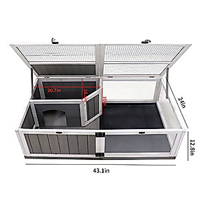 Tortoise Habitat, Wooden Tortoise House w/Removable Waterproof Tray Indoor Outdoor Turtle Enclosure for Small Animals Outdoor Wooden Reptile Cage