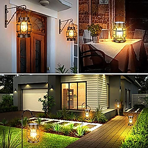 UBright Solar Lantern 2 Pack Solar Outdoor Lights Metal Hanging Solar Lights Lanterns , Solar Lights Outdoor Waterproof Retro Design with Edison Bulb Decorative for Patio Porch Fence Garden Lawn