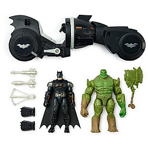 DC Comics, Batman and Swamp Thing Armory Attack Batcycle Set, Exclusive Armored Batman and Swamp Thing Action Figure with Accessories, Kids Toys for Boys and Girls Ages 4 and Up