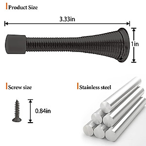 DonYoung 12 Pack Black Spring Door Stops for Bottom of Door 3-1/4”, Wall Door Handle Protector with Rubber Bumper Tips, Easy Installation