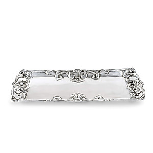 Arthur Court Designs Aluminum Fleur-De-Lis Oblong Tray Food Serving 17 inch x 6 inch