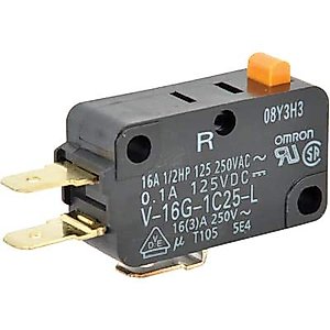 Omuron Kabushiki-gaisha V-16G-1C25-L(R),Switch; Basic; SPDT; 16A 250VAC; Pin Plunger; QC tabs