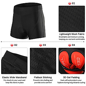 LIXADA Men's Cycling Shorts 3D Padded MTB Bicycle Bike Underwear Shorts Breathable,Quick Dry Pants,Lightweight Shorts