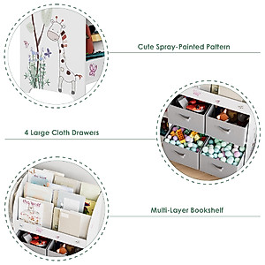 BOTLOG Toy and Book Organizer for Kids, Toy Storage Organizer with 4 Bins, Children's Toy Shelf for Playroom, Kindergarten, School