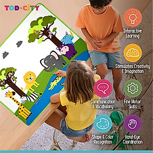 Tod City Flannel Felt Story Board Set: in The Jungle - Large Wall Hang 25 Pre-Cut Piece Interactive Learning Toy for Preschool, Kindergarten, 3+ Year Old Children