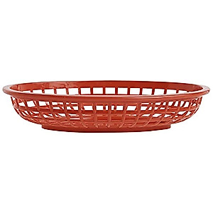 Tablecraft H1074RWB 6 Piece Classic Oval Plastic Baskets, Red/White and Blue