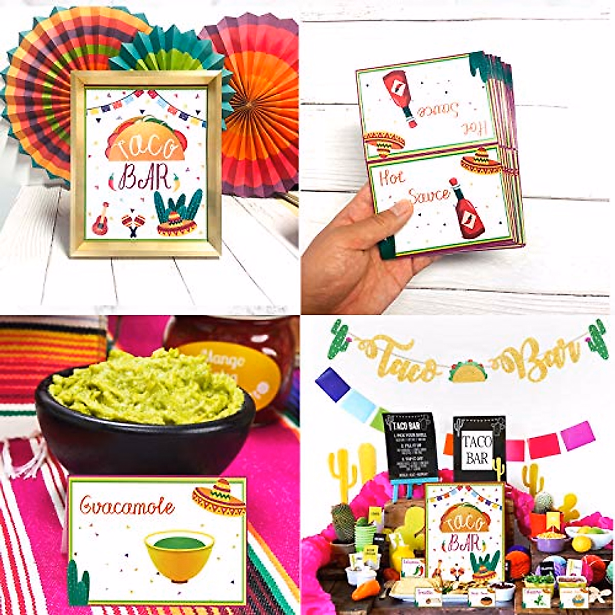 Homond Taco Bar Decoration Kit, Taco Bar Banner Sign Tents Garland for Fiesta Mexican Cinco De Mayo Themed Party, Bachelorette Bridal Shower, 22pcs.