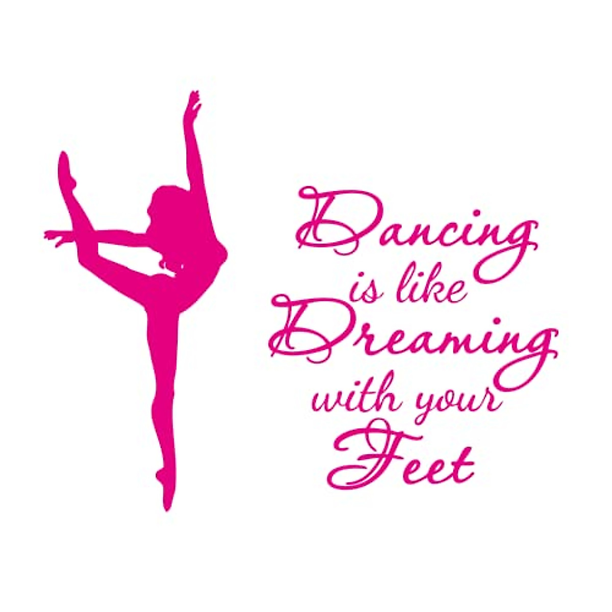 Girl Room Ballet Dancer Wall Decal Dancing is Like Dreaming with Your Feet Dance Wall Sticker Living Room Dance Room Mural Bedroom Wall Art Decor TM-79 (Blush Pink)
