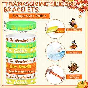 Huquary 100 Pcs Thanksgiving Bracelets Thanksgiving Silicone Wristbands Fall Party Favor Thanksgiving Party Favor Rubber Bracelets for Thanksgiving Party Decor Stuffers Filler Gifts Supplies 5 Style