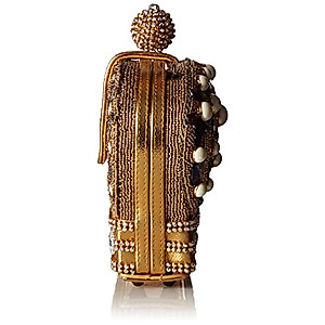 Mary Frances Queendom Beaded Jeweled Royal Crown Shoulder Handbag Purse, Gold