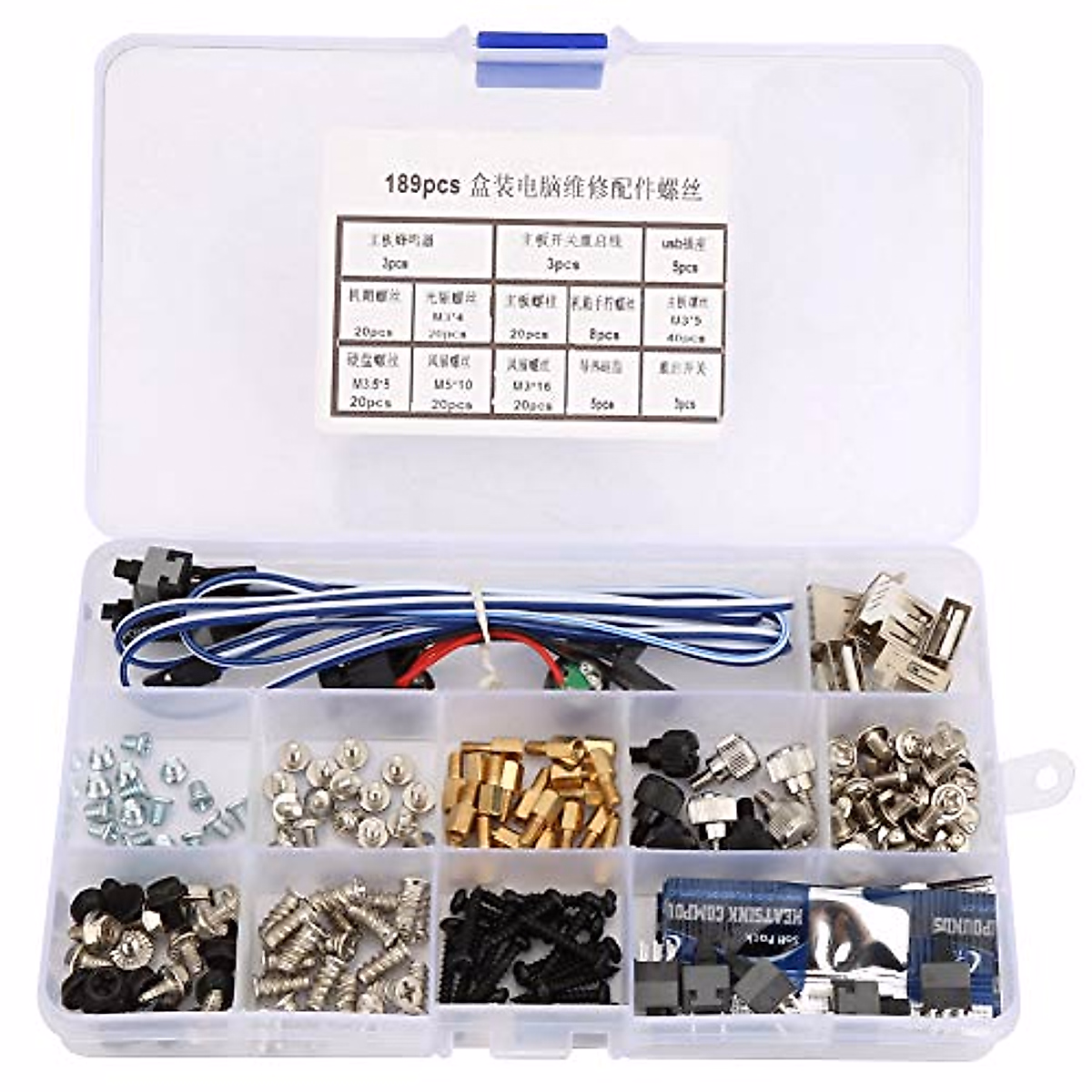 189Pcs Motherboard Hard Disk Screws, Head Computer PC Spacer Screws Assortment Kit, for Hard Drive Computer Case Motherboard Fan Power Graphics