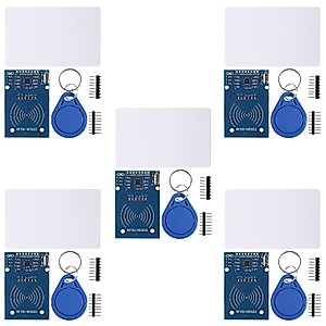Diitao 5PCS RFID Kit Mifare RC522 Reader Module RF IC Card Sensor Module with S50 White Card+Key Ring
