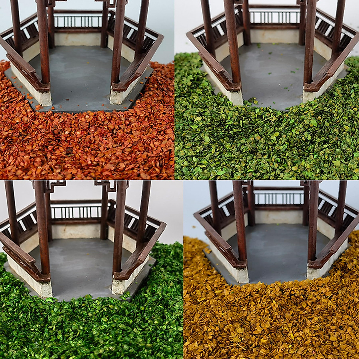 Cayway Realistic Miniature Leaves,4 Pack Shrink Model Scenery Leaf, 4 Color Simulation Leaves for DIY Railway Fairy Garden Simulation Vine for Fairy Garden Diorama Scenery Landscape Layout