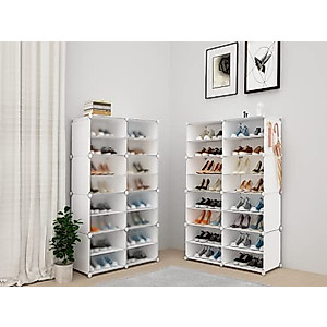 HOMICKER Shoe Storage,32 Pairs Shoe Shelves Rack Organizer with Door for Closet ,Entryway,Hallway,Bedroom