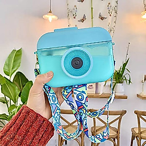 2 Pieces kawaii Water Bottles with Straw and Strap, Cute Plastic Camera Ice Cream Popsicle Cartoon Water Bottle Leakproof Water Cups Juice Drinking Bottle for School Girls Summer Outdoor