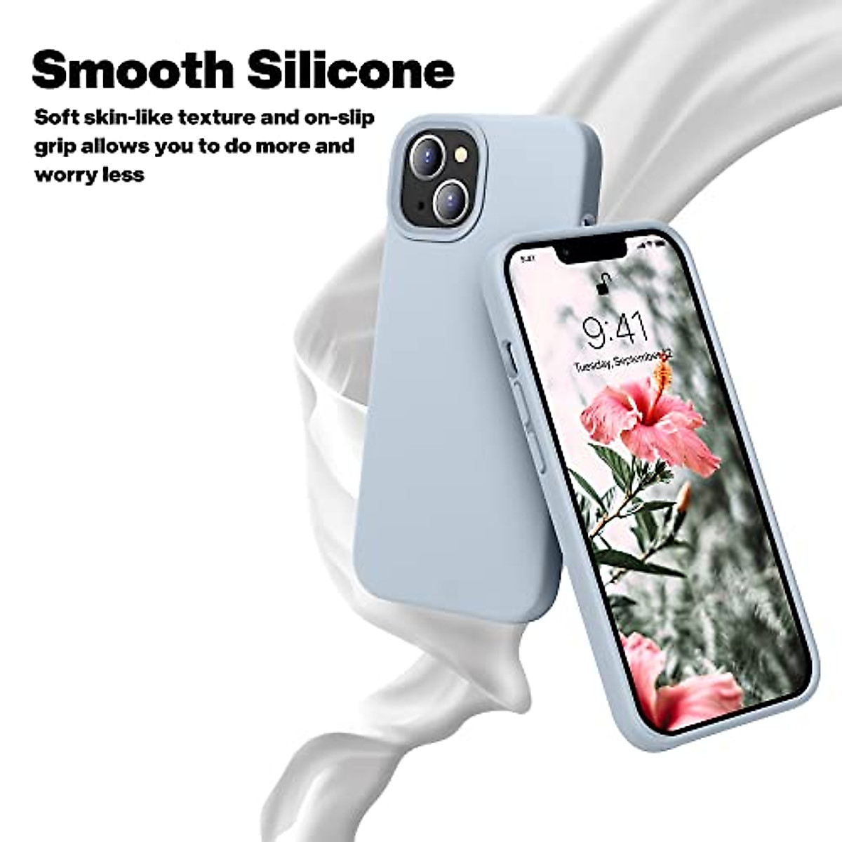 OTOFLY Compatible with iPhone 13 Mini Case,Liquid Silicone Slim Protective Shockproof Phone Case Cover with Anti-Scratch Microfiber Lining, 5.4 inch (Nattier Blue)