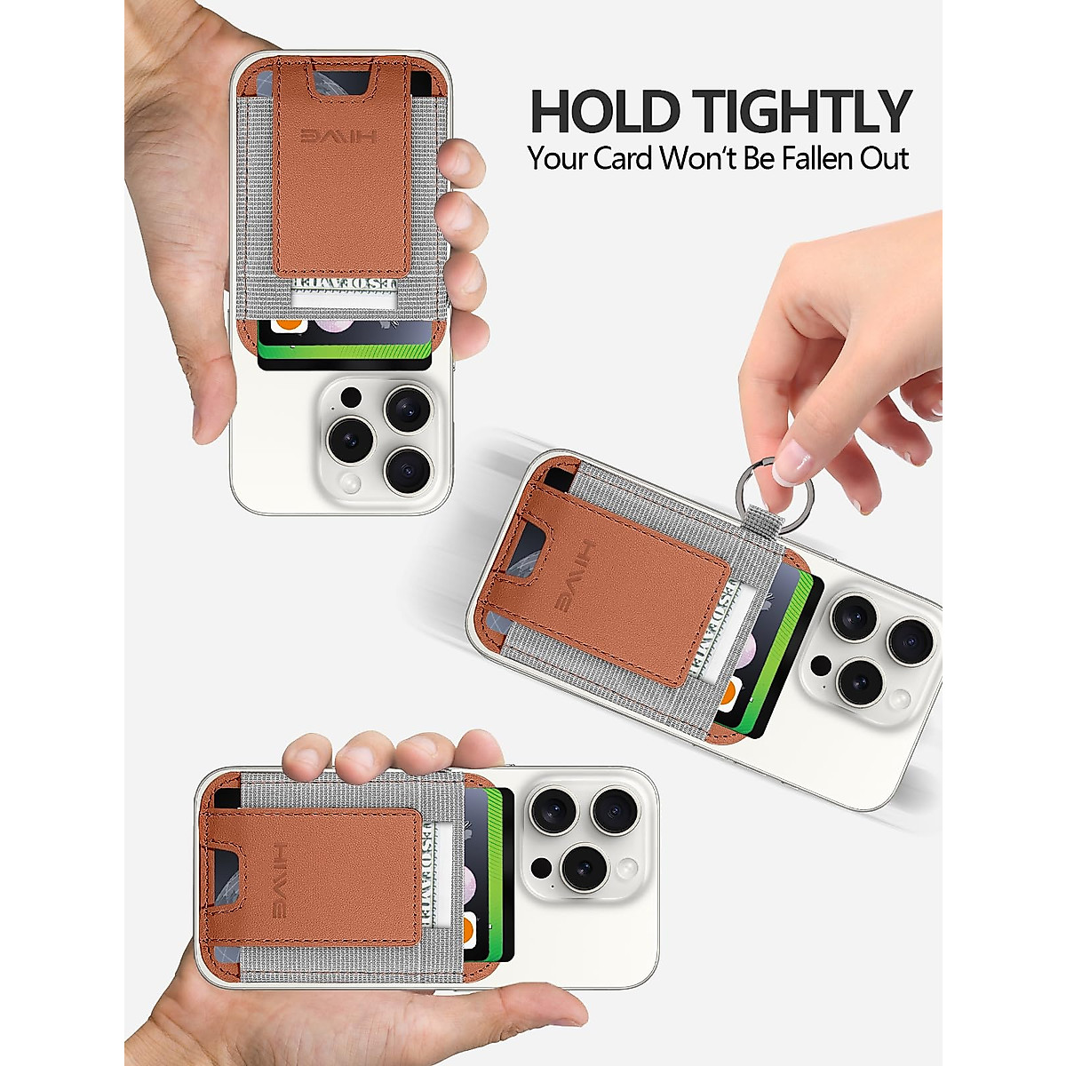 New-Upgrade Magnetic Card Wallet Holder for Apple Magsafe, Magnetic Magsafe Leather Wallet for iPhone 14/13/12 Magsafe, Mag-Safe Wallet for Back of iPhone 14 iPhone 13/12 Series, Fits 7 Cards, Brown