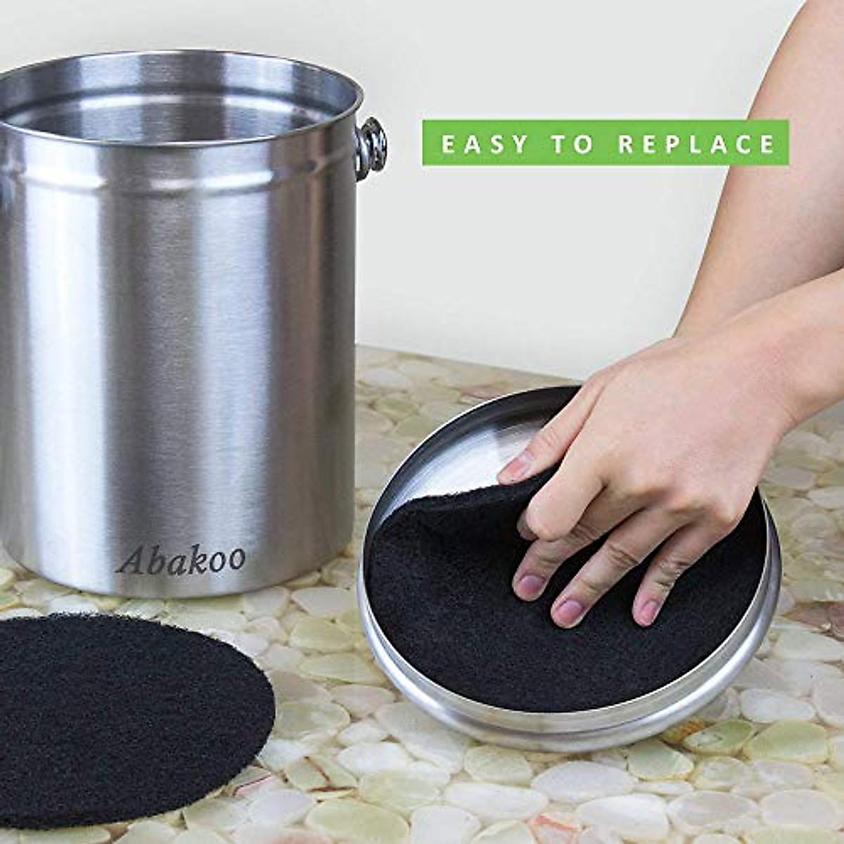 Abakoo Compost Bin Filters, 12 Pack, Activated Carbon Filters for Kitchen Compost Pail Filters Replacement for 1/1.3 Gallon Compost bin, 6 Round and 6 Square 6.5 inch Diameter Measures 4.65 inch