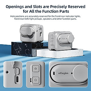 LEWOTE Accessories Kit Compatible with Insta360 GO 3 [Silicone Camera Case Cover and Lens Cap][2Pcs 3D Screen Protector Film][Carrying Case Bag with Auto Locking Carabiner and Anti-loss Lock] (Gray)