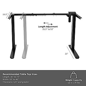 VIVO Electric Stand Up Desk Frame Workstation with Rear-Set Legs, Frame Only, Single Motor Ergonomic Standing Height Adjustable Base with Memory Controller, Black, DESK-100E-RB