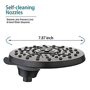 BIRGHT SHOWERS Rain Shower Head 8 Inch Four Spray Settings Fixed Shower Head with Adjustable Brass Ball Joints, Oil-Rubbed Bronze