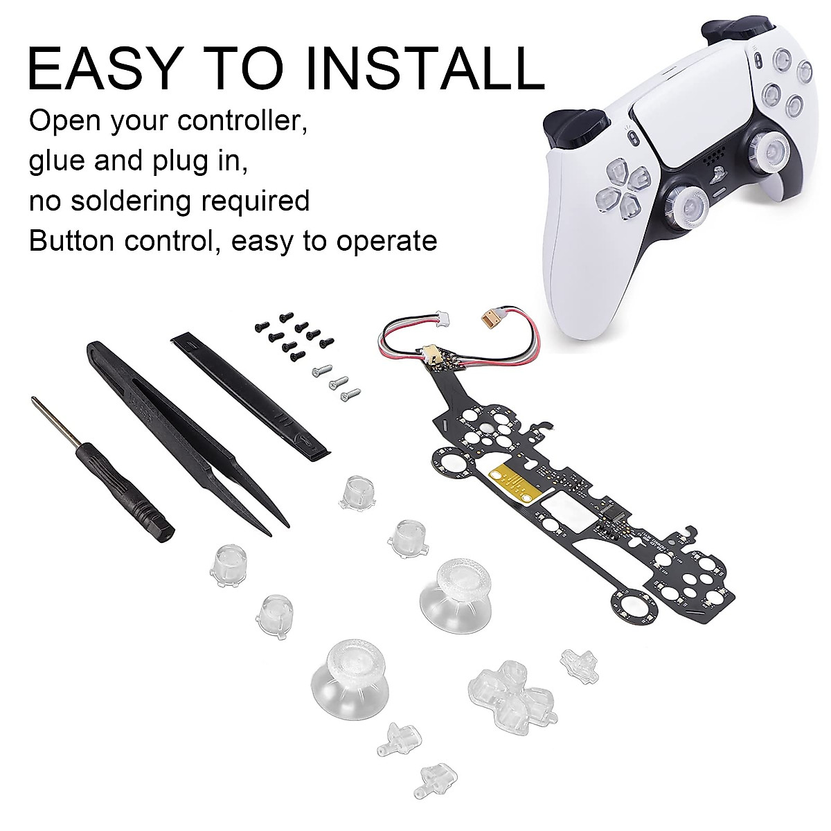 Multi Colors Luminated D pad Thumbstick D Pad Face Buttons for PS5 Controller,8 Colors 19 Modes DIY Classical LED Light Kit for PS5,Good Gift