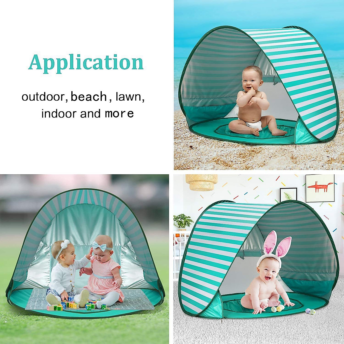 Baby Beach Tent with Pool, UPF 50+ Beach Sun Shelter Outdoor Tent for Aged 0-3 Baby and Kids, Parks and Beach Shade Portable Mini Pool