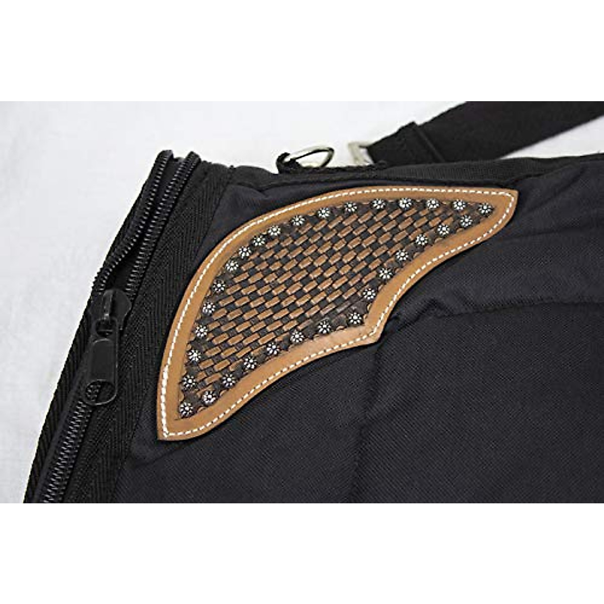 Tahoe Premium Durango Western Saddle Carry and Storage Bag with Three Layer Waterproof Padded Construction and Hand Tooled Basket Weave Leather Accents