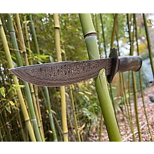 Handmade Damascus Steel Bowie Style Hunting Camping Survival Knife with Sheath