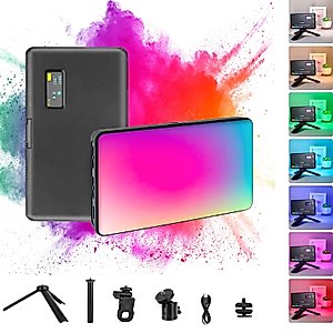 Leshiou RGB LED Video Light Live Streaming Video Portable Camera Lights with 0-360 Full Color CRI 95+ 2500-9000K 3100mAh Rechargeable LED DSLR Lighting for Photography, Vlogging, Video Conference