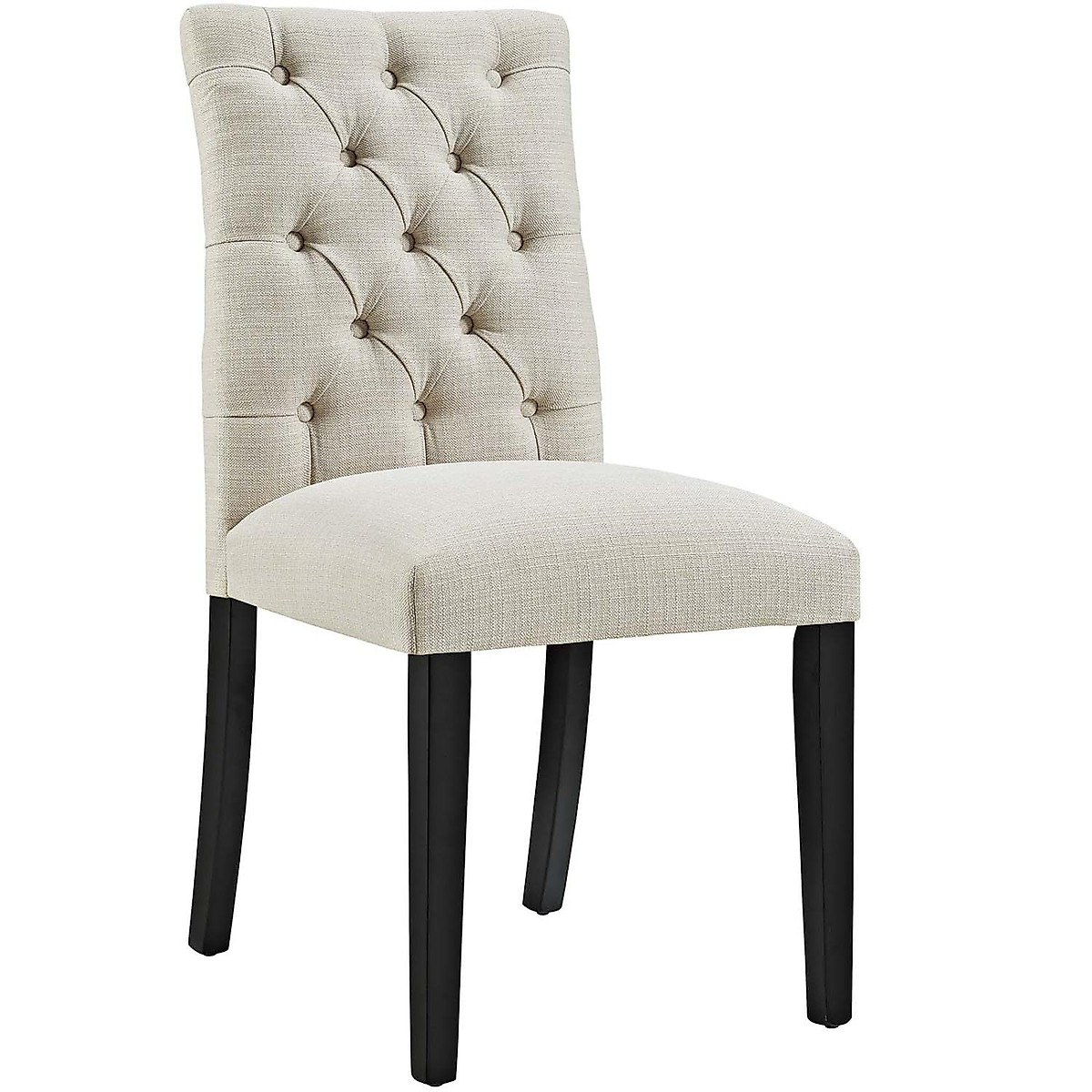 Modway Duchess Modern Tufted Button Upholstered Fabric Parsons Two Dining Chairs in Beige